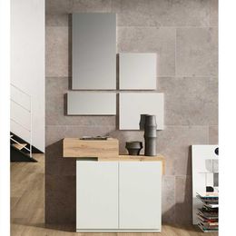 Pharao24.de Flur Set in Wei&szlig; und Wildeichefarben modern (f&uuml;nfteilig)
