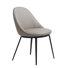 Pharao24.de Grauer Polsterstuhl aus Kunstleder und Metall Skandi Design