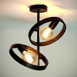Pharao24.de Metall Factory Deckenlampe in Schwarzgrau 37 cm hoch