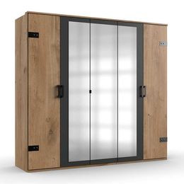 Pharao24.de Kleiderschrank mit Spiegeln im Industry und Loft Stil 225 cm breit