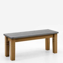 Pharao24.de Esszimmersitzbank zweifarbig in Kiefer Grau und Laugenfarben 46 cm Sitzh&ouml;he