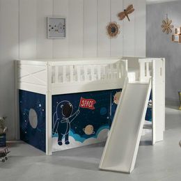 Pharao24.de Halbhohes Bett aus Kiefer Massivholz Leiter