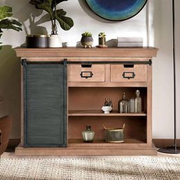 Pharao24.de Sideboard Kommode in Mangoholz Naturfarben mit zwei Schubladen