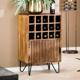 Pharao24.de Wein Barschrank aus Mangobaum Massivholz Metall
