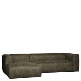 Pharao24.de Sofa Rundecke in Olivgr&uuml;n Recyclingleder 305 cm breit