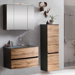 Pharao24.de Design Badezimmer Set in Wildeichefarben Dunkelgrau (dreiteilig)