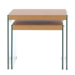 Pharao24.de Beistelltische in Goldfarben MDF und Glas (zweiteilig)