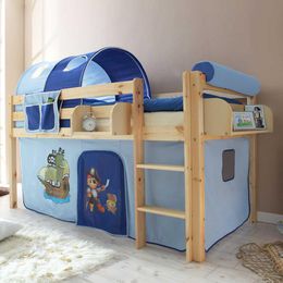 Pharao24.de Hochbett in Blau Vorhang