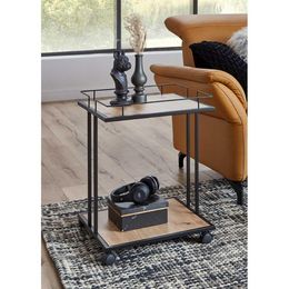 Pharao24.de Kaffeewagen in modernem Design Eichefarben & Schwarz