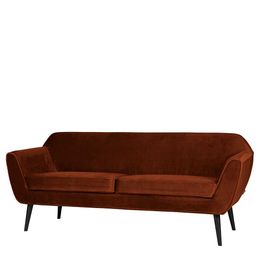Pharao24.de Polstersofa in Rostbraun und Schwarz Armlehnen