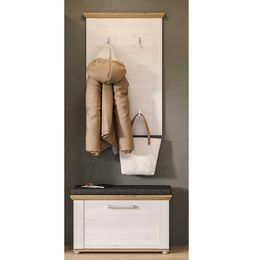 Pharao24.de Garderobe Flur Flur Set in Wei&szlig; und Wildeichefarben (zweiteilig)
