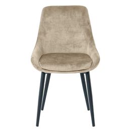 Pharao24.de Stuhl Set Beige Samt 48 cm breit Gestell aus Metall (2er Set)