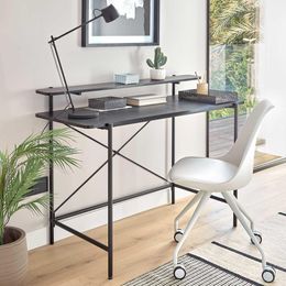 Pharao24.de Schwarzer Designschreibtisch mit Bildschirmaufsatz 120 cm breit