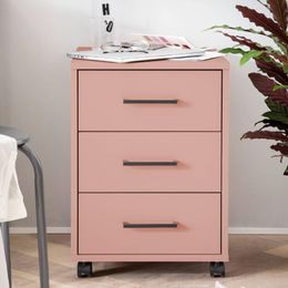 Pharao24.de Rollcontainer Anstellcontainer in Apricot mit drei Schubladen