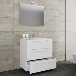 Pharao24.de Waschplatz Bad Set wei&szlig; in modernem Design 46 cm tief (zweiteilig)