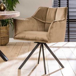 Pharao24.de Drehbare Armlehner in Beige Samt modern (2er Set)