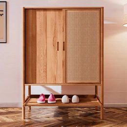 Pharao24.de Garderobenkleiderschrank aus Wildbuche Massivholz Rattan
