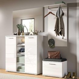 Pharao24.de Garderobenset weiss modern 165 cm breit 180 cm hoch (vierteilig)