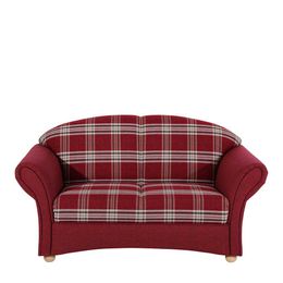 Pharao24.de Rot kariertes Sofa mit zwei Sitzpl&auml;tzen Landhausstil