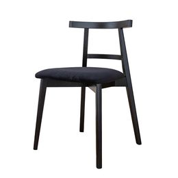Pharao24.de Holzstuhl massiv schwarz in modernem Design Samt und Buche (2er Set)