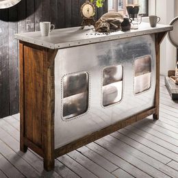 Pharao24.de Bartresen im Industriedesign Mangobaum Massivholz und Aluminium