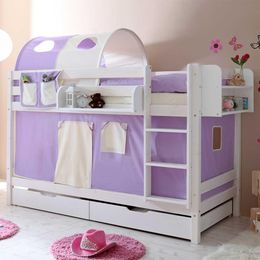 Pharao24.de Kinderbett in Wei&szlig;, Beige und Lila 140 cm hoch