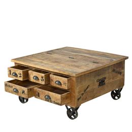 Pharao24.de Design-Truhentisch auf Rollen Loft Style