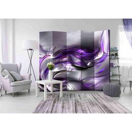 Pharao24.de Leinwand Paravent in Violett und Grau f&uuml;nf Elementen