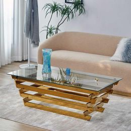 Pharao24.de Sofatisch aus Glas Trapezgestell