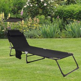 Pharao24.de Garten Klappliege in Schwarz mit Untergestell aus Metall
