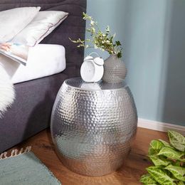 Pharao24.de Bett Beistelltisch aus Aluminium Fassform