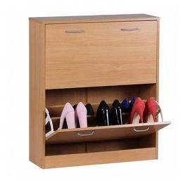 Pharao24.de Schuh Klappschrank in Buchefarben zwei Schuhwalzen
