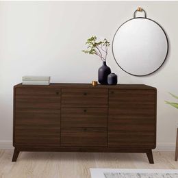 Pharao24.de Kommode Sideboard mit Dreht&uuml;ren in Walnussfarben