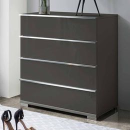 Pharao24.de Schubladenkommode Kommode - Front glasbeschichtet mit Metallgriffen