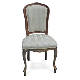Pharao24.de Medaillon Stuhl in Creme und Nussbaumfarben 52 cm Sitzh&ouml;he