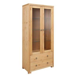 Pharao24.de Kiefer Massivholz Vitrine im Landhausstil 80 cm breit