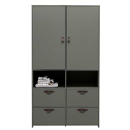 Pharao24.de Massivholz Schrank in Graugr&uuml;n Kiefer lackiert