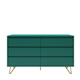 Pharao24.de Design Sideboard in Gr&uuml;n und Goldfarben Vierfu&szlig;gestell aus Metall