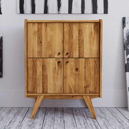 Pharao24.de Holzkommode aus Wildeiche Massivholz Retrostil