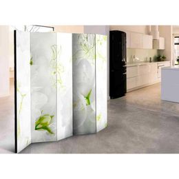 Pharao24.de Leinwand Paravent mit wei&szlig;en Jasminbl&uuml;ten 225 cm breit