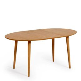 Pharao24.de Ausziehbarer K&uuml;chen Tisch in Eichefarben 90 cm tief oval
