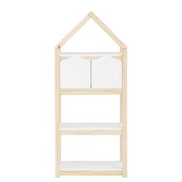 Pharao24.de Kinderregal Babyzimmer Regal Hausform mit vier Einlegeb&ouml;den