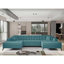 Pharao24.de Sofa Couch in T&uuml;rkis mit Schlaffunktion