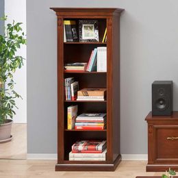 Pharao24.de B&uuml;cherregal in Walnussfarben klassisch 184 cm hoch - 74 cm breit