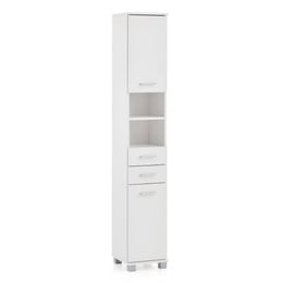 Pharao24.de Badezimmerhochschrank Beistellschrank Bad 181 cm hoch mit zwei offenen F&auml;chern