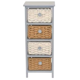 Pharao24.de Holzregal mit K&ouml;rben in Grau Braun Cremefarben 73 cm hoch