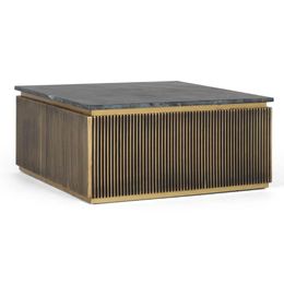 Pharao24.de Couchtisch Sofatisch aus Marmor und Mangobaum Massivholz