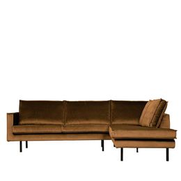 Pharao24.de Wohnzimmer Couch in Honigfarben Samt Retro Design