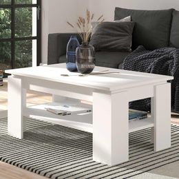 Pharao24.de Wei&szlig;er Couchtisch 100x45x60 cm rechteckiger Tischplatte
