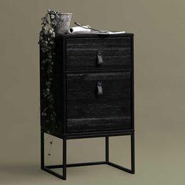 Pharao24.de Schlafkommode in Schwarz Kiefer Massivholz und Metall